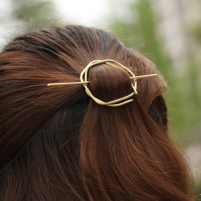Unique Geometric Hair Slide Hair Clip in Copper Brass - Etsy