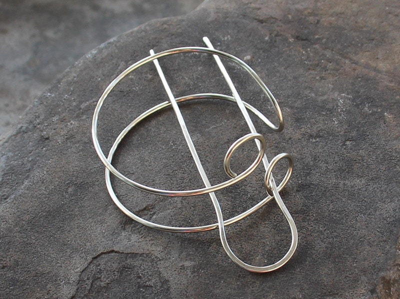 Silver Bun Cuff With Stick Hair Bun Cover Bun Ring Bun - Etsy