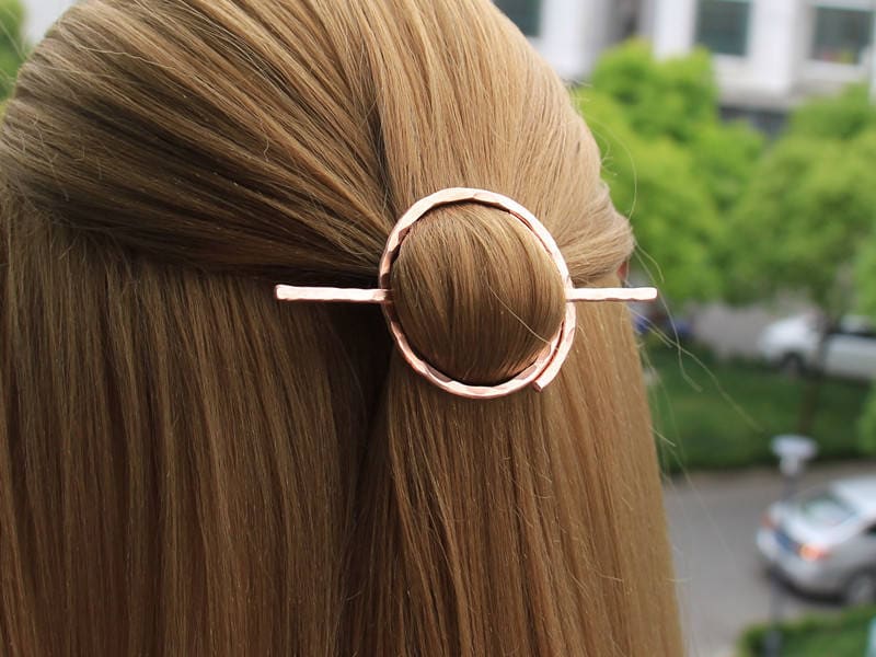 Minimalist Copper Hair Slide With Stick Half up Hair Clips - Etsy
