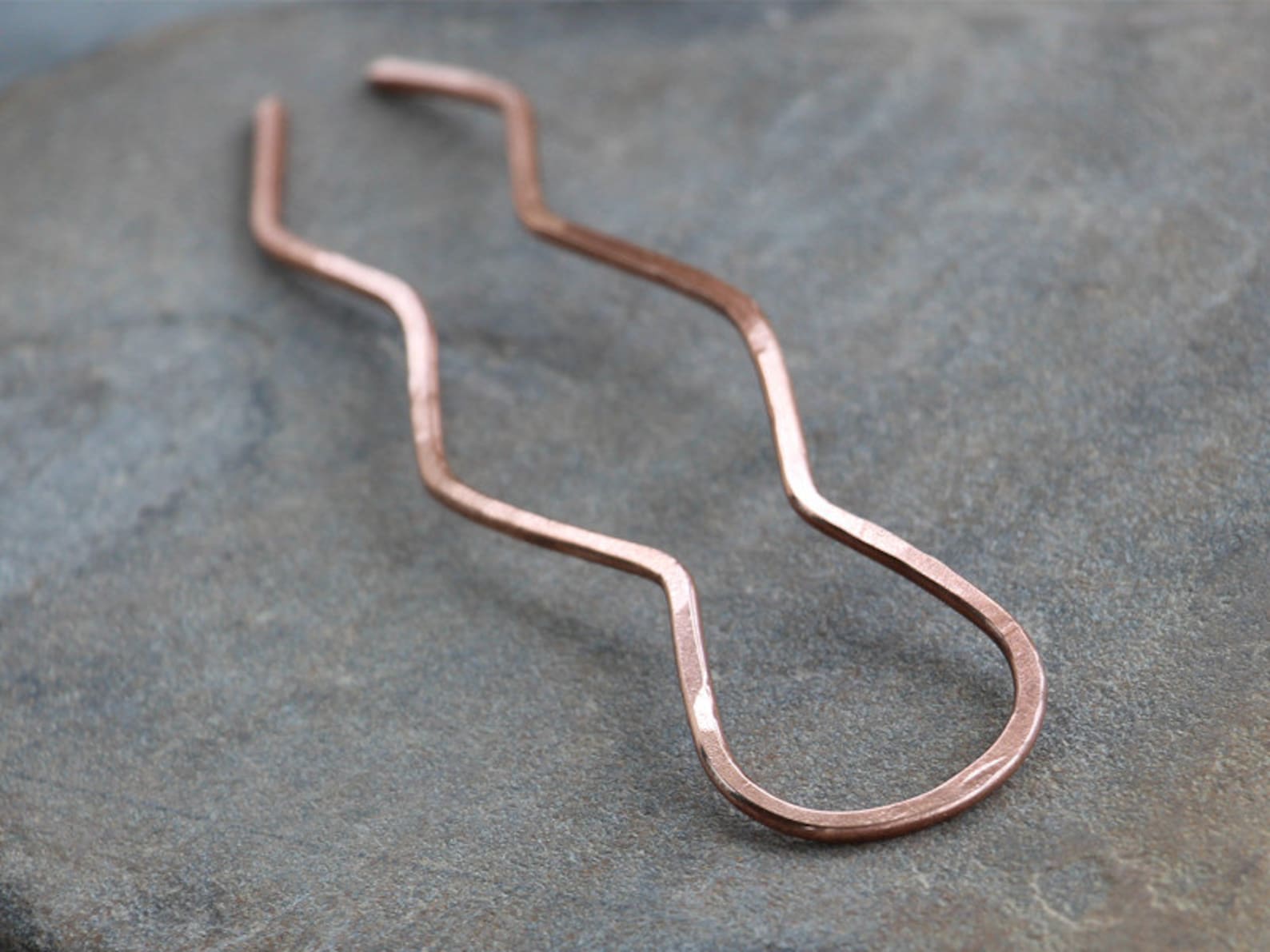 Wave Hair Fork Copper Hair Pin Metal Hair Stick Hammered Bun | Etsy