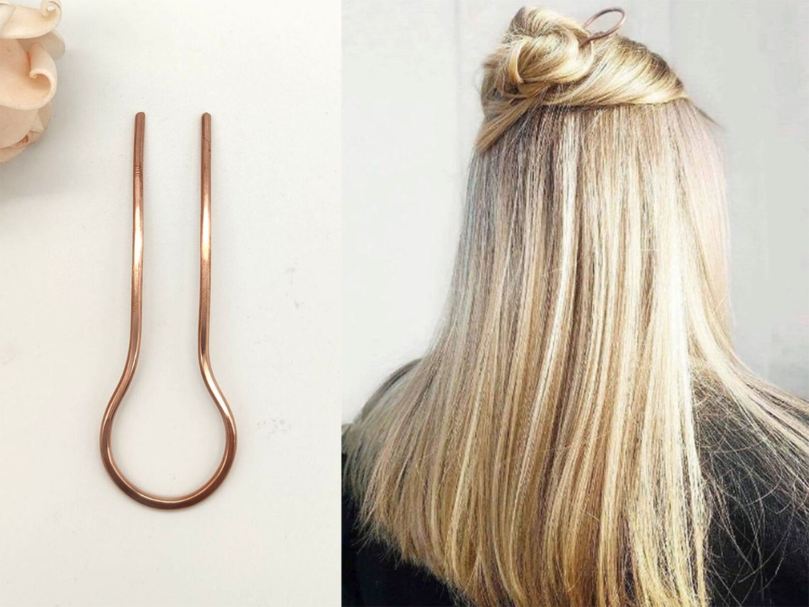 Fourche à cheveux en or rose fourchette à cheveux en cuivre - Etsy France