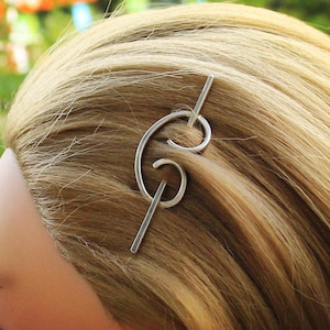 Silver Hair Clip for Women With Hair Stick, Tiny Hair Barrette Metal ...