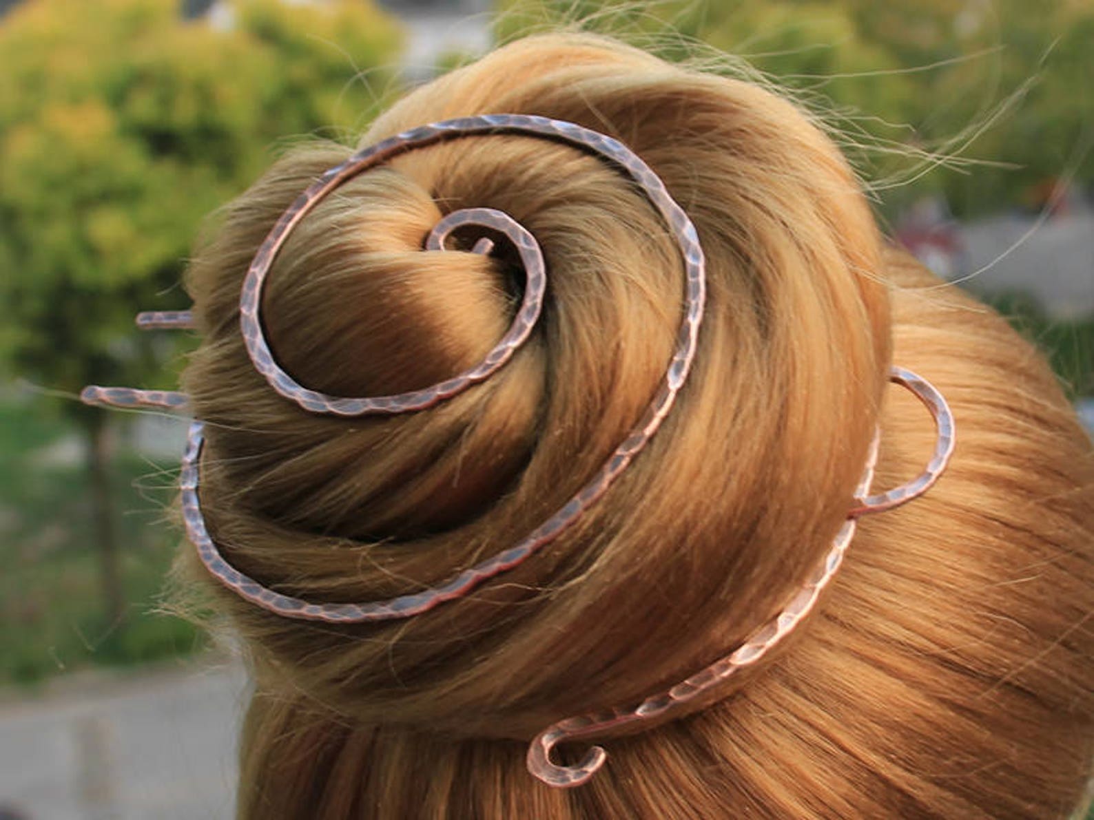 Large Hair Pin Antique Copper Hair Clip Hair Fork Textured | Etsy
