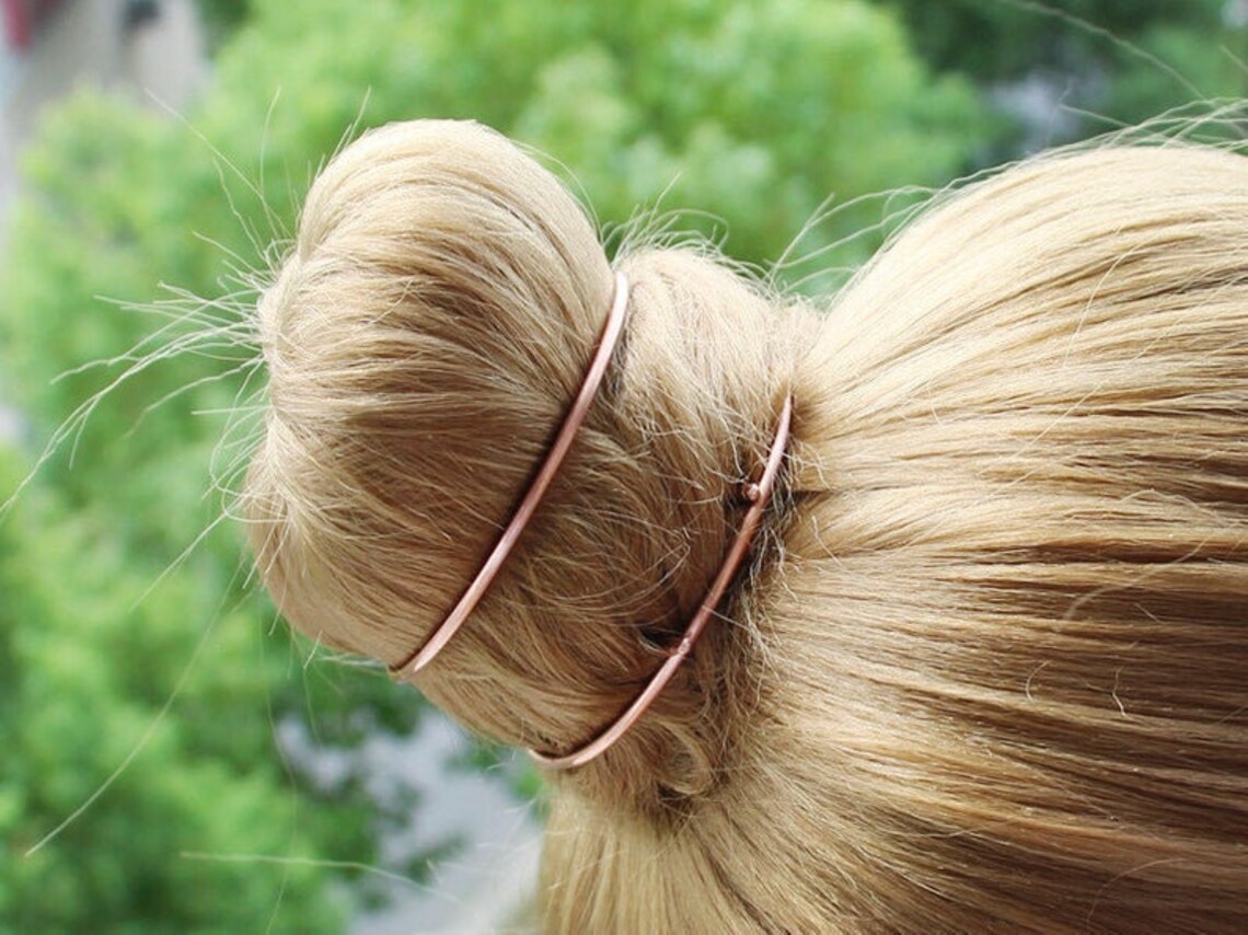 Silver Bun Cuff With Stick, Hair Bun Cover, Bun Ring Bun Holder, Hair ...