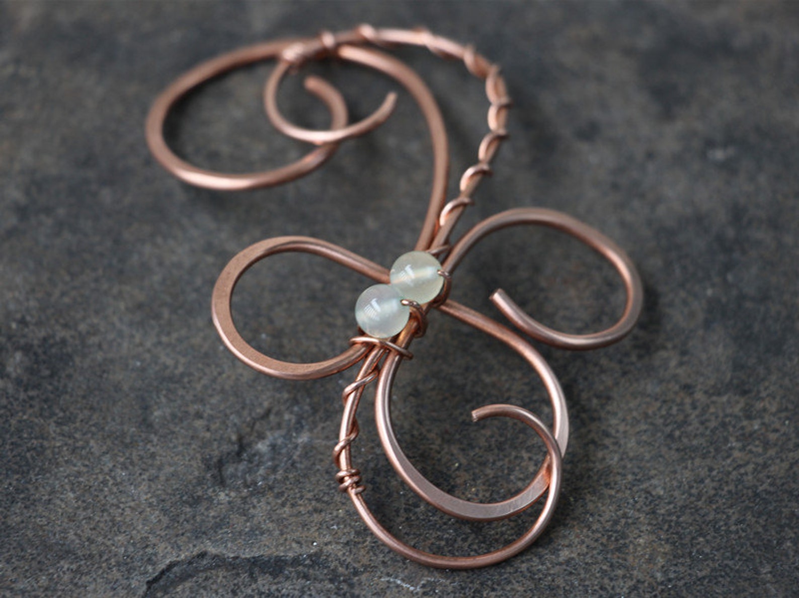 Copper Hair Clip Metal Hair Pin, Wire Wrapped Hair Slide With Gemstone ...