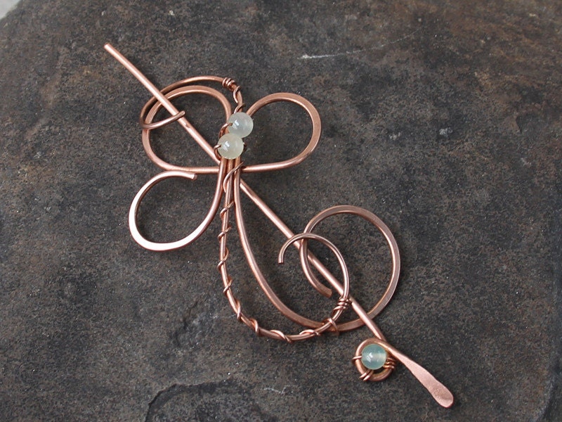 Copper Hair Clip Metal Hair Pin Wire Wrapped Hair Slide With | Etsy