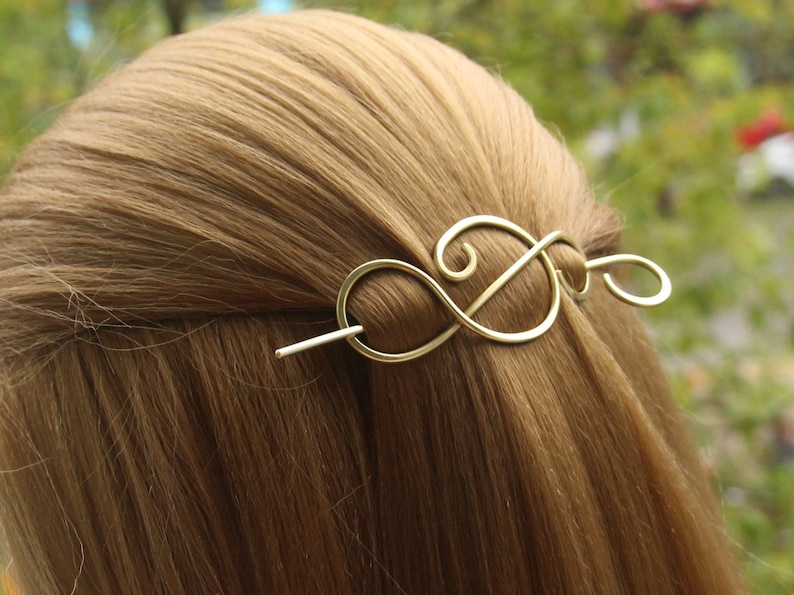 Celtic Hair Pin Brass Hair Clip Barrette for Thin Hair | Etsy