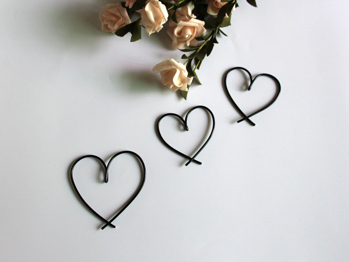 Trio of Wire Hearts Handmade Wire Hearts Wire Words Three | Etsy