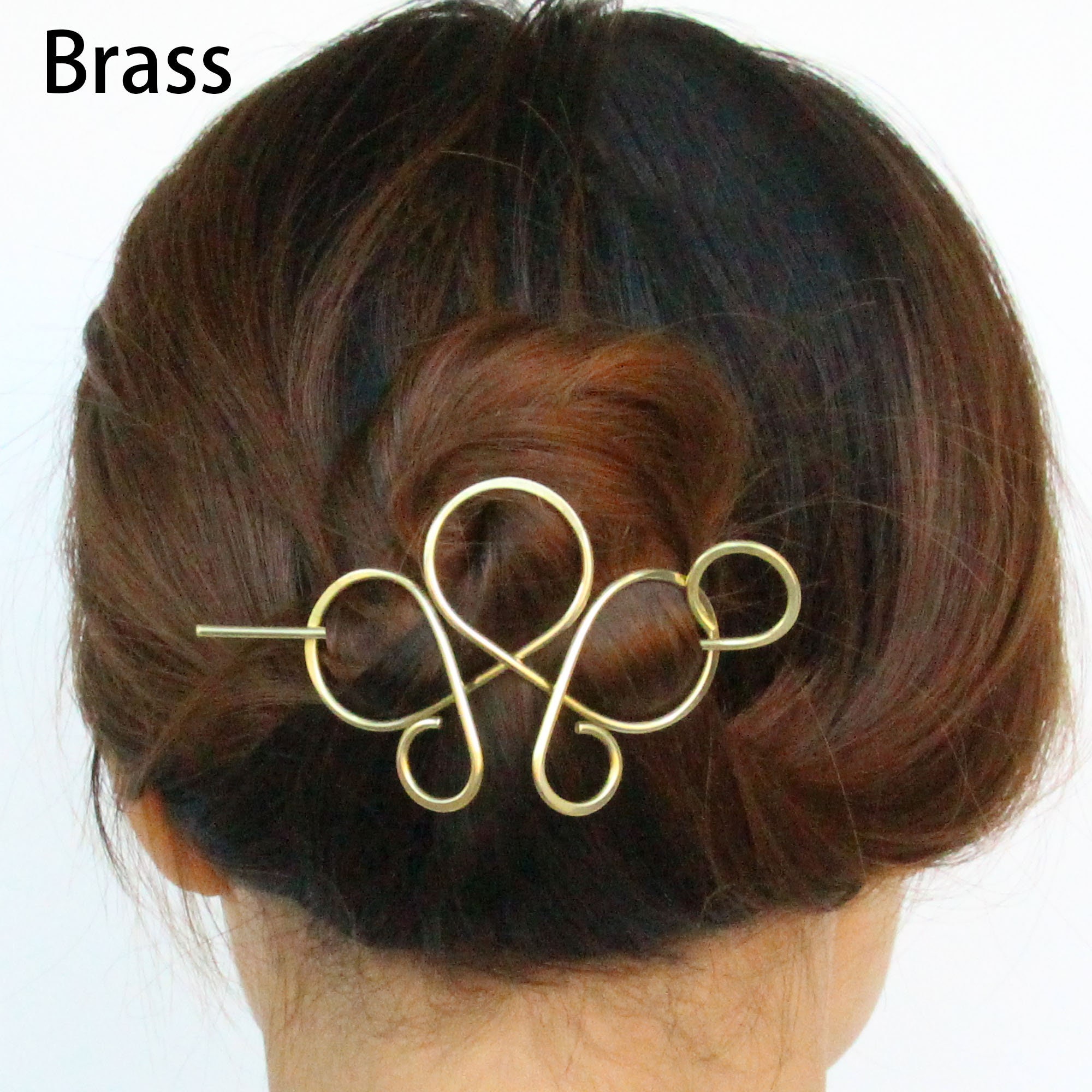 Celtic Hair Clip With Hair Stick, Copper Hair Barrette for Women Loop ...