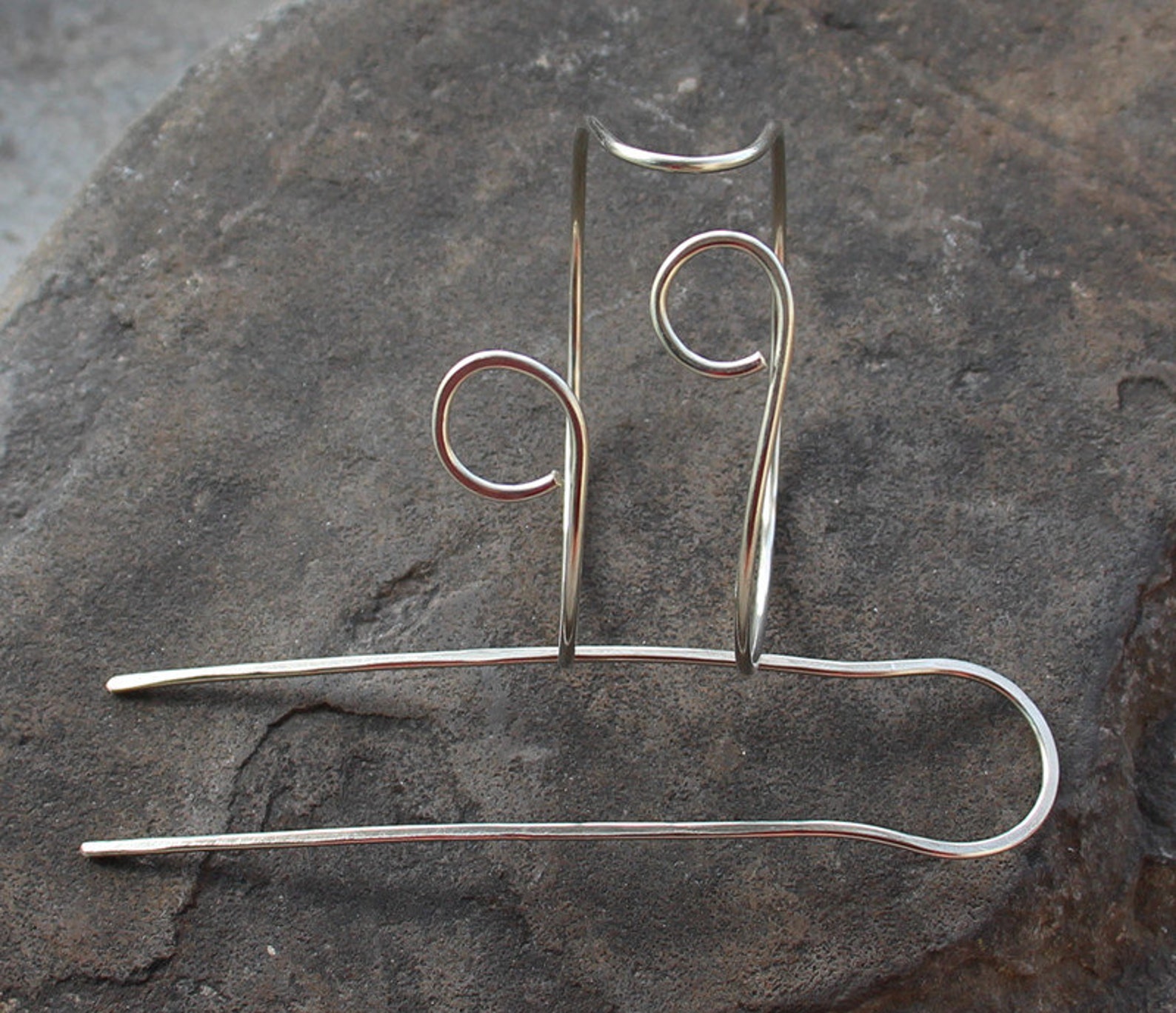 Silver Bun Cuff With Stick, Hair Bun Cover, Bun Ring Bun Holder, Hair ...