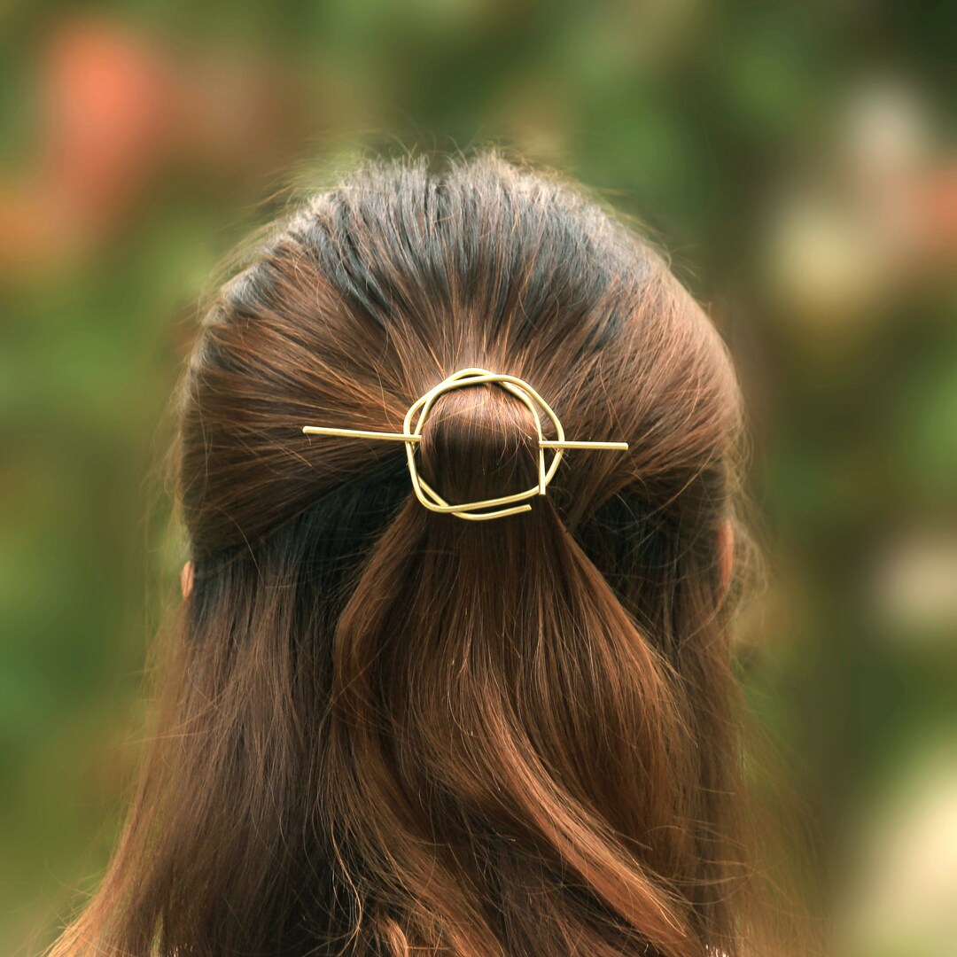 Unique Geometric Hair Slide, Hair Clip in Copper, Brass, Silver ...