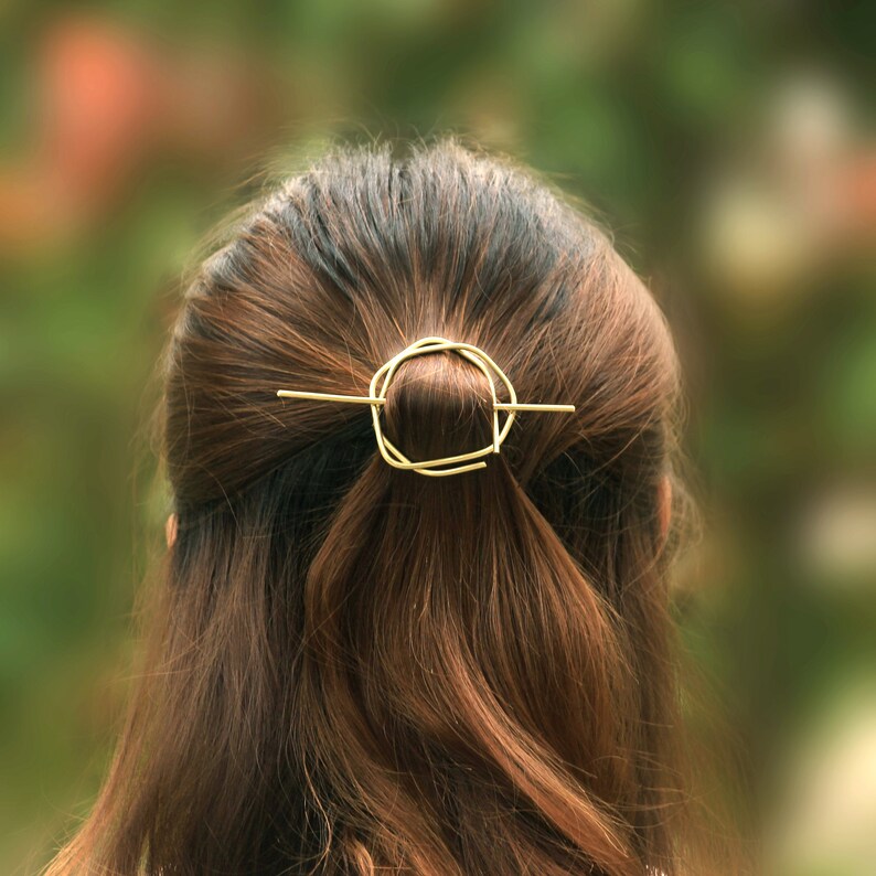 Unique Geometric Hair Slide, Hair Clip in Copper, Brass, Silver ...