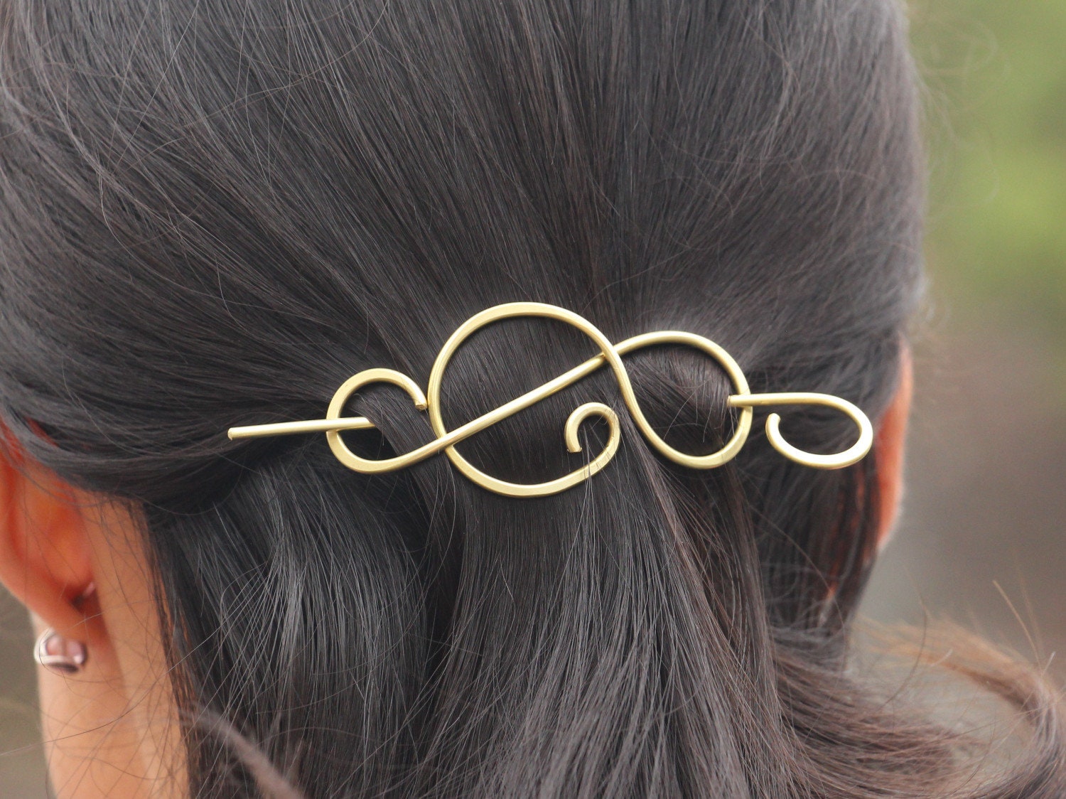 Celtic Hair Pin, Brass Hair Clip, Barrette for Thin Hair, Spiral Hair ...