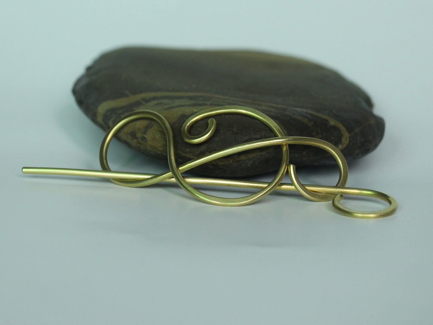Celtic Hair Pin, Brass Hair Clip, Barrette for Thin Hair, Spiral Hair ...