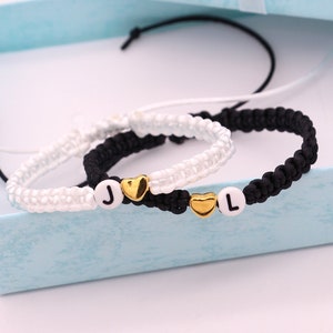 Love Bracelets With Heart & Initial, Matching Bracelets, Personalized ...