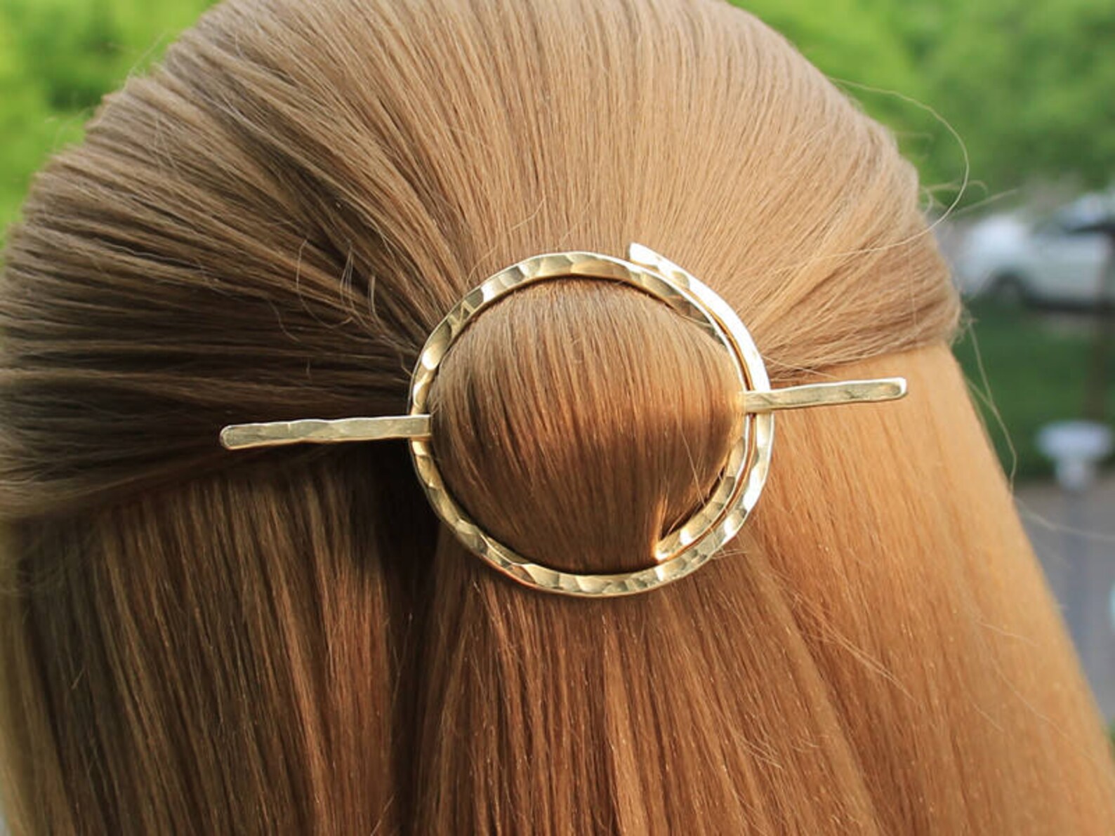Open Circle Hair Clip, Hair Pin Brass Hair Barrette,hand Forged Hair ...