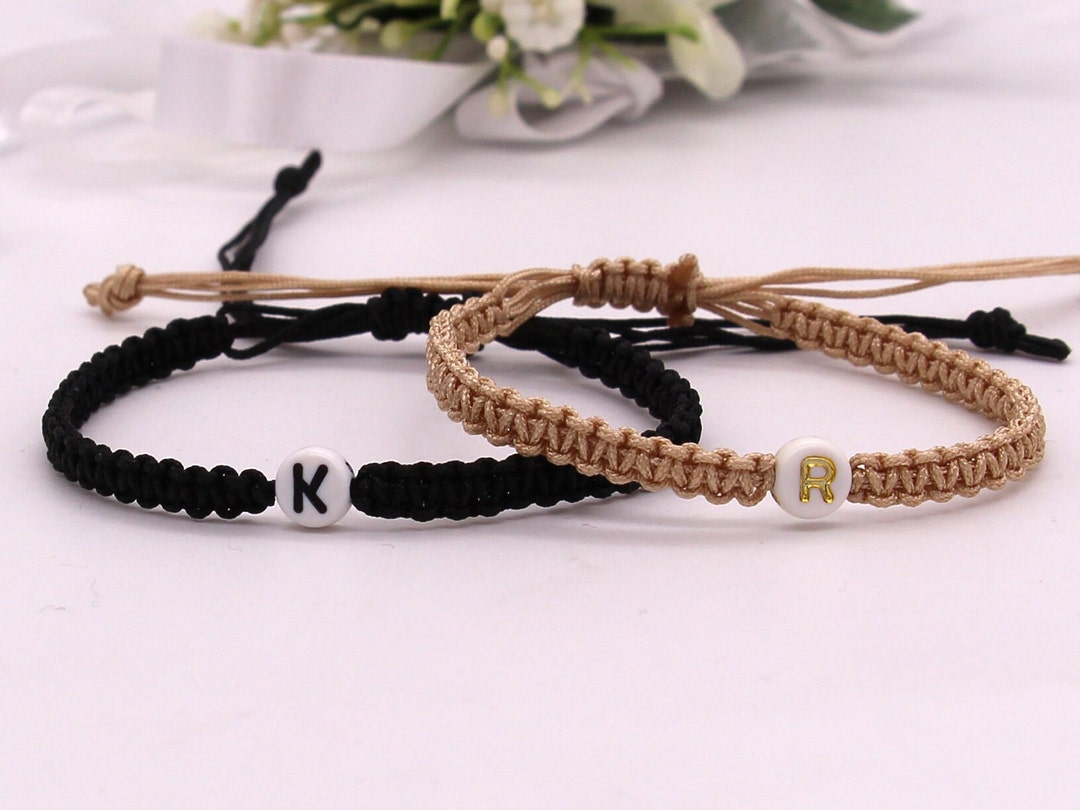 Set of 2 Personalized Initial Bracelets, Couple Bracelets, Matching ...