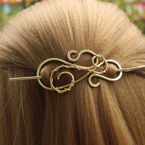 Celtic Hair Slide With Stick Hair Barrette, Wire Wrapped Swirls, Metal ...