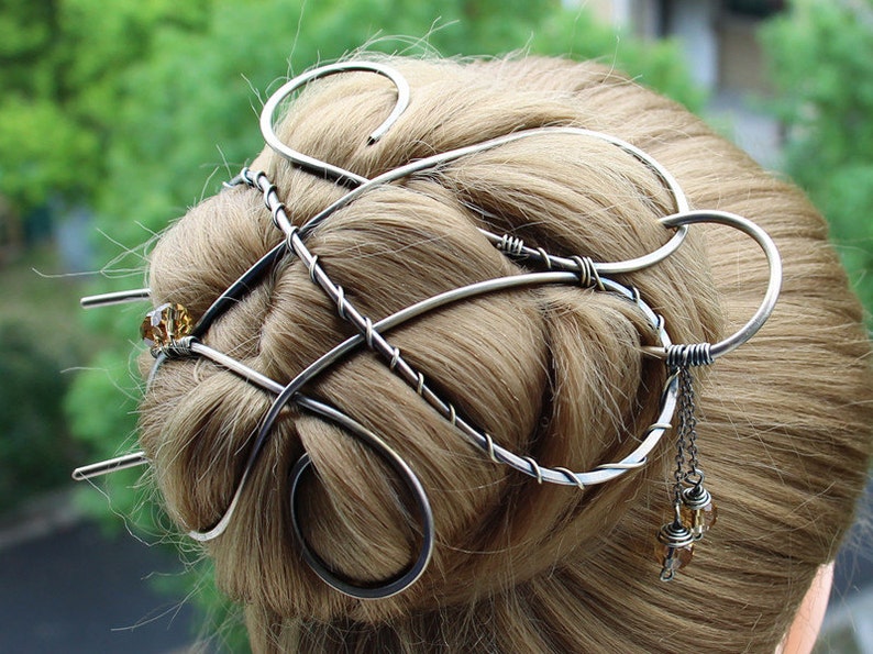 Celtic Hair Clip Hair Bun Holder, Large Hair Slide Hair Fork Metal Hair ...