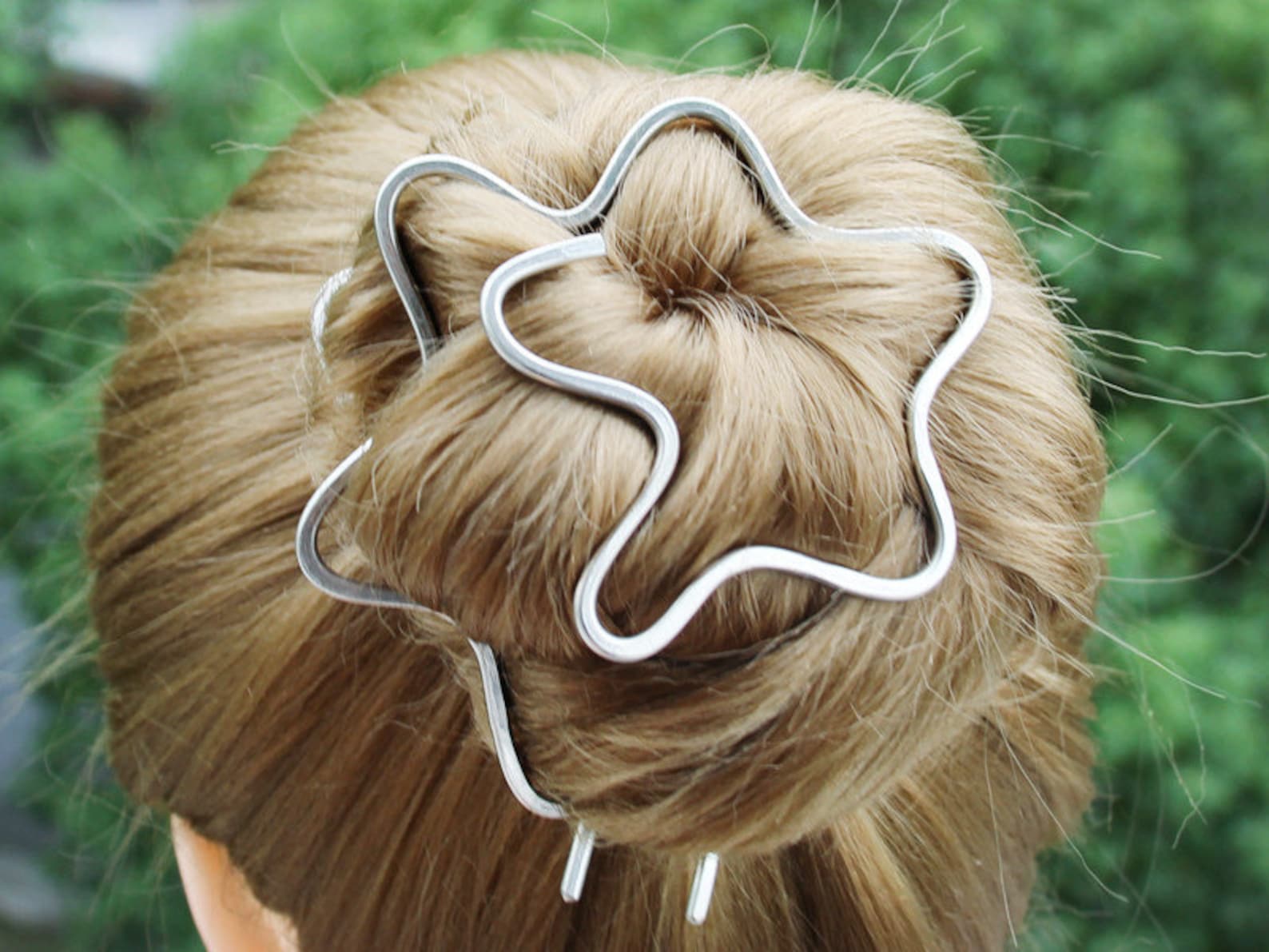 Silver Hair Clip Hair Bun Holder Hair Fork, Hammered Hair Pin Hair ...