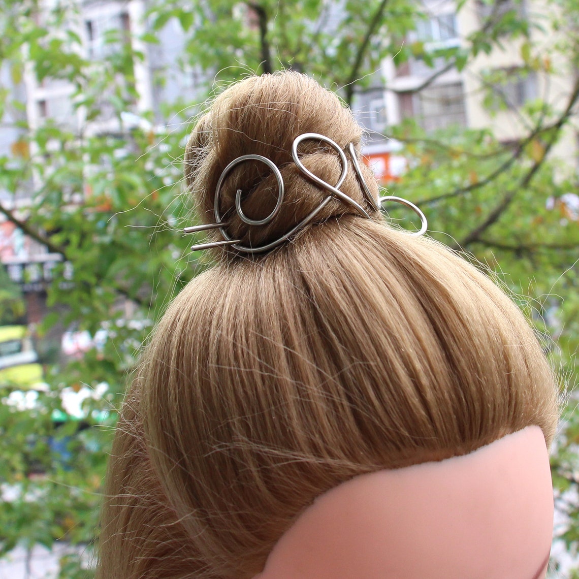 Lady Silver Bun Cuff Hair Bun Holder Hair Fork Bun Pin Bun | Etsy