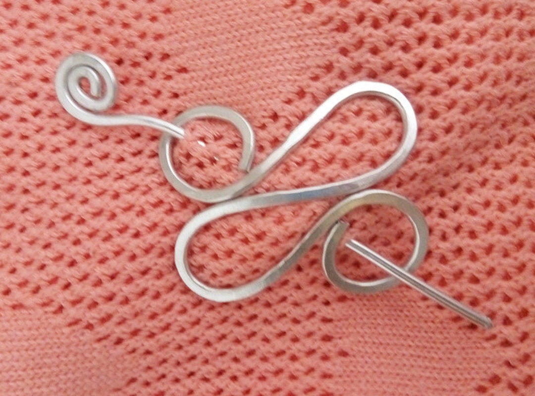 Silver Scarf Pin With Stick, Silver Shawl Pin, Sweater Pin, Aluminum ...