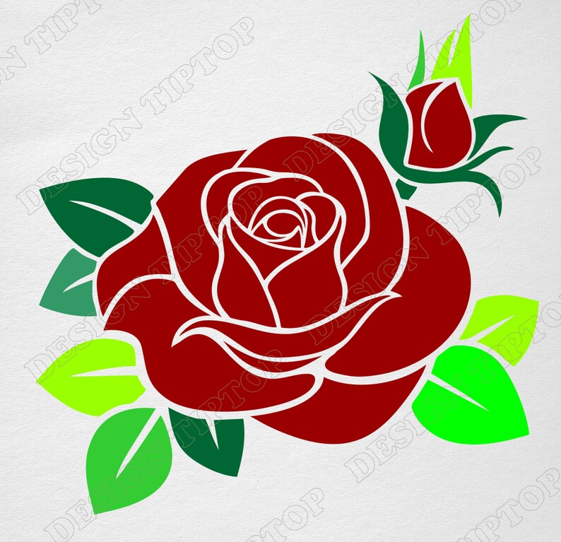 Silhouette rose red rose print and cut file SVG dfx PNG | Etsy