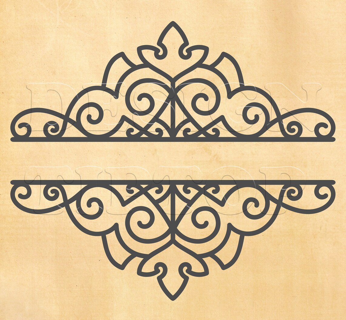 Split Frame Svg Label Design Scroll Frame Swirl Frame Svg | Etsy