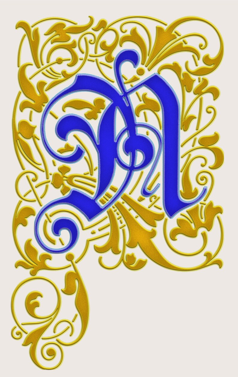 Monogram SVG victorian monogram embroidery design vintage | Etsy