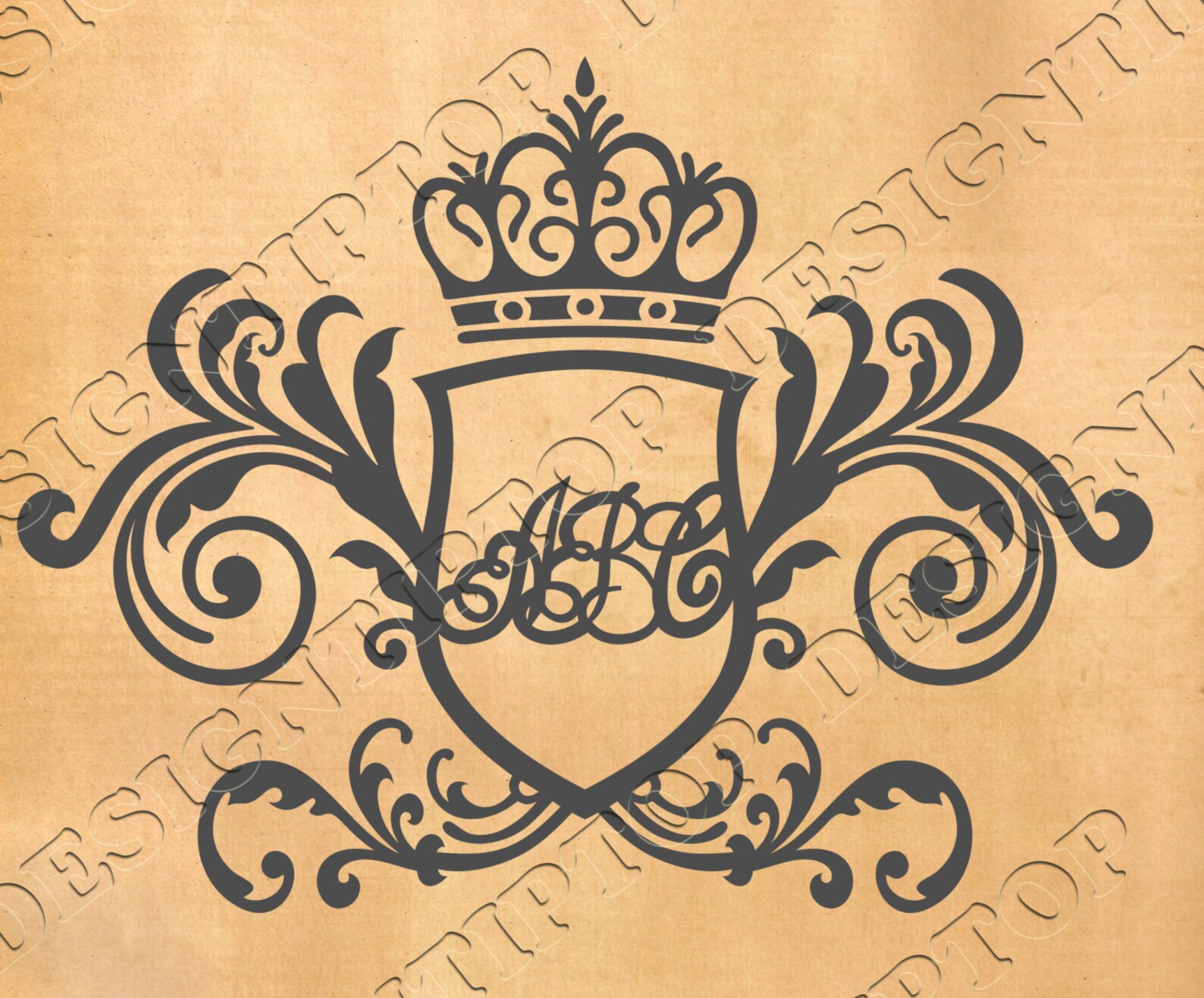 Monogram Shield SVG Shield cut files Vintage Monogram Royal | Etsy