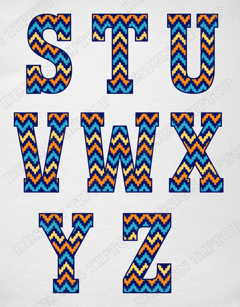 Chevron letters svg print and cut chevron alphabet svg dxf | Etsy