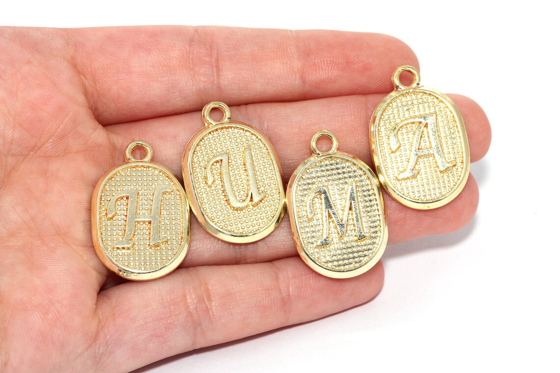 24K Gold Alphabet Letter Pendant Alphabet Letter Pendant | Etsy
