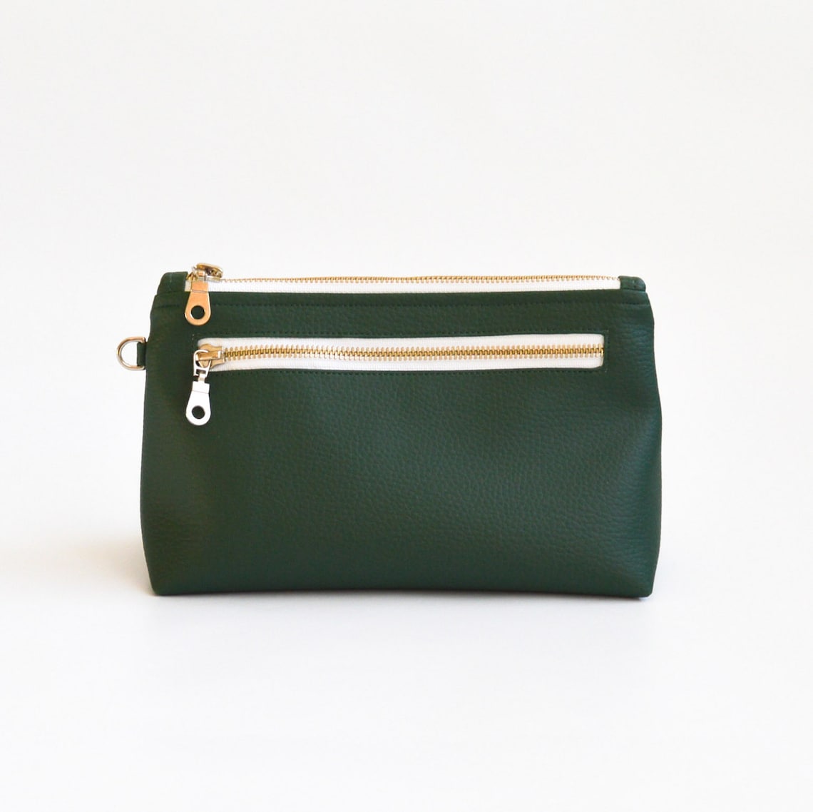 Green Vegan Leather Pouch, Emerald Green Pouch, Deep Green Pencil Case ...