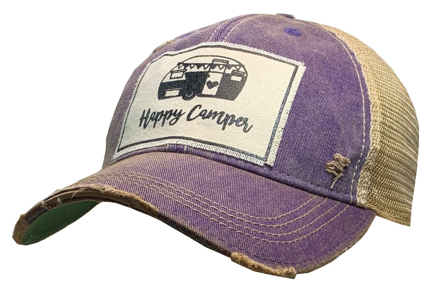 Happy Camper Distressed Trucker Cap | Women's Trucker Cap | Camping ...
