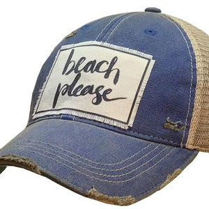 Beach Please Distressed Trucker Cap | Women's Trucker Cap | Baseball ...