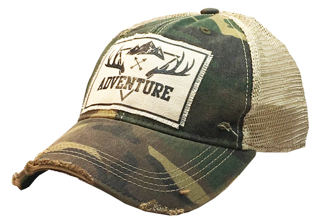 Adventure Distressed Trucker Hat | Men's Trucker Cap | Hunting | Mesh ...