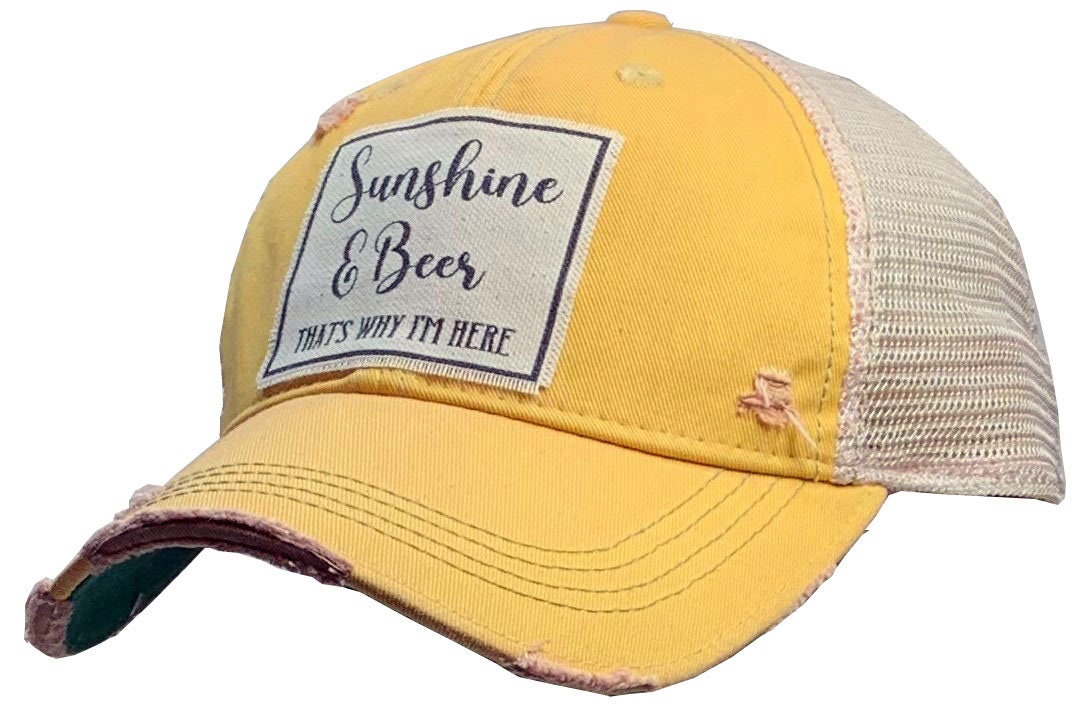 Sunshine & Beer That's Why I'm Here Distressed Trucker Cap | Beach Life ...