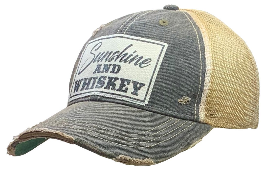 Sunshine & Whiskey Distressed Trucker Cap | Drinking Hat | Baseball Hat ...