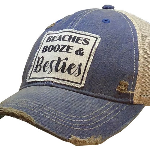 Beaches Booze and Besties Vacation Baseball Cap Hat | Etsy