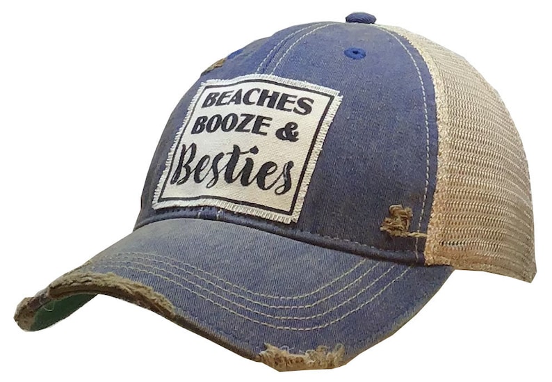 Beaches Booze & Besties Distressed Trucker Cap Women's - Etsy