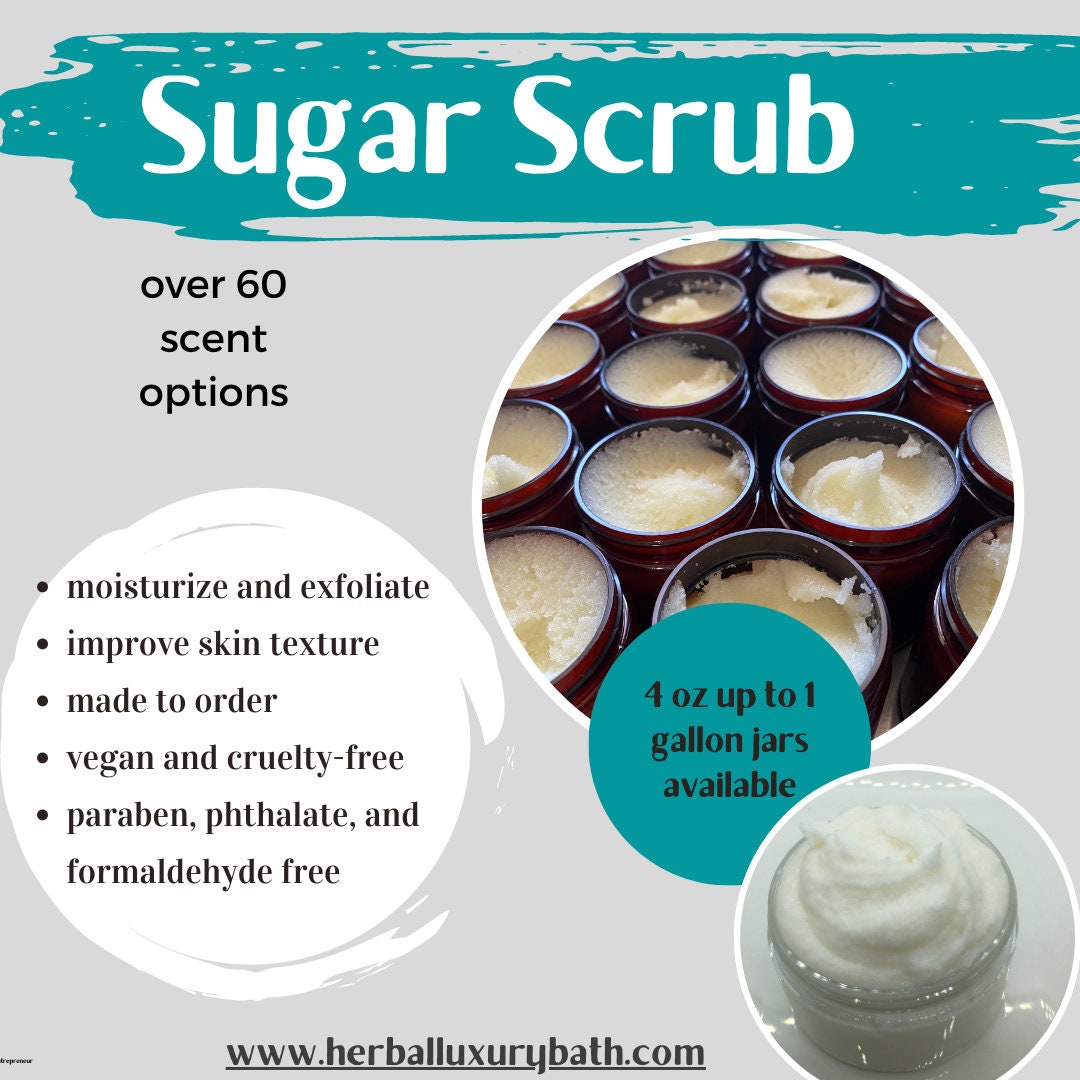Unlabeled 4oz Sugar Scrub. Moisturizing Face and Body Scrub. Over 60 ...