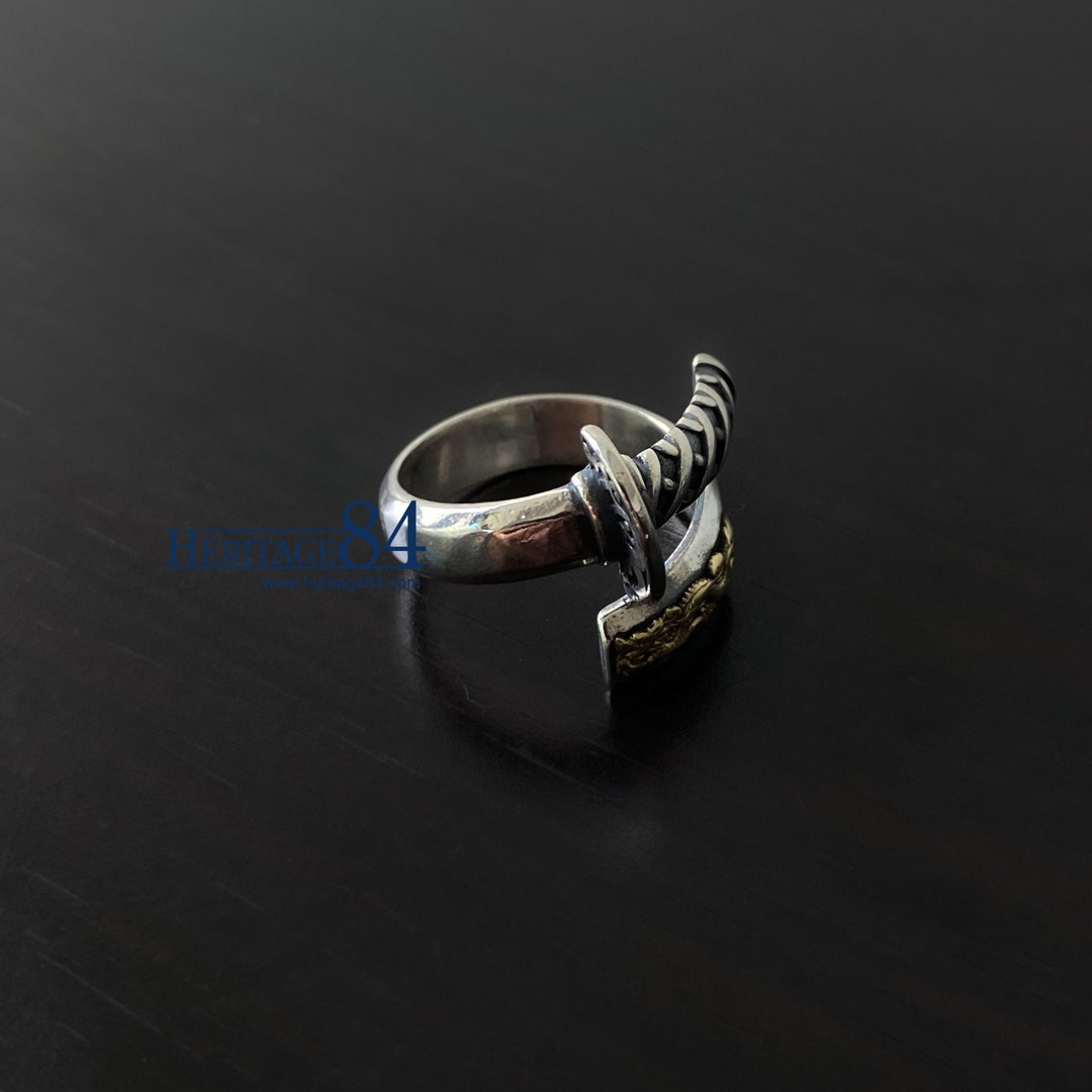 Japanese Katana Wrap Ring, Samurai Sword Wrap Around Silver Ring ...