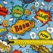 FS161 Light Blue Comic Boom Bang Pow Knock What Oops Wow Print - Etsy UK