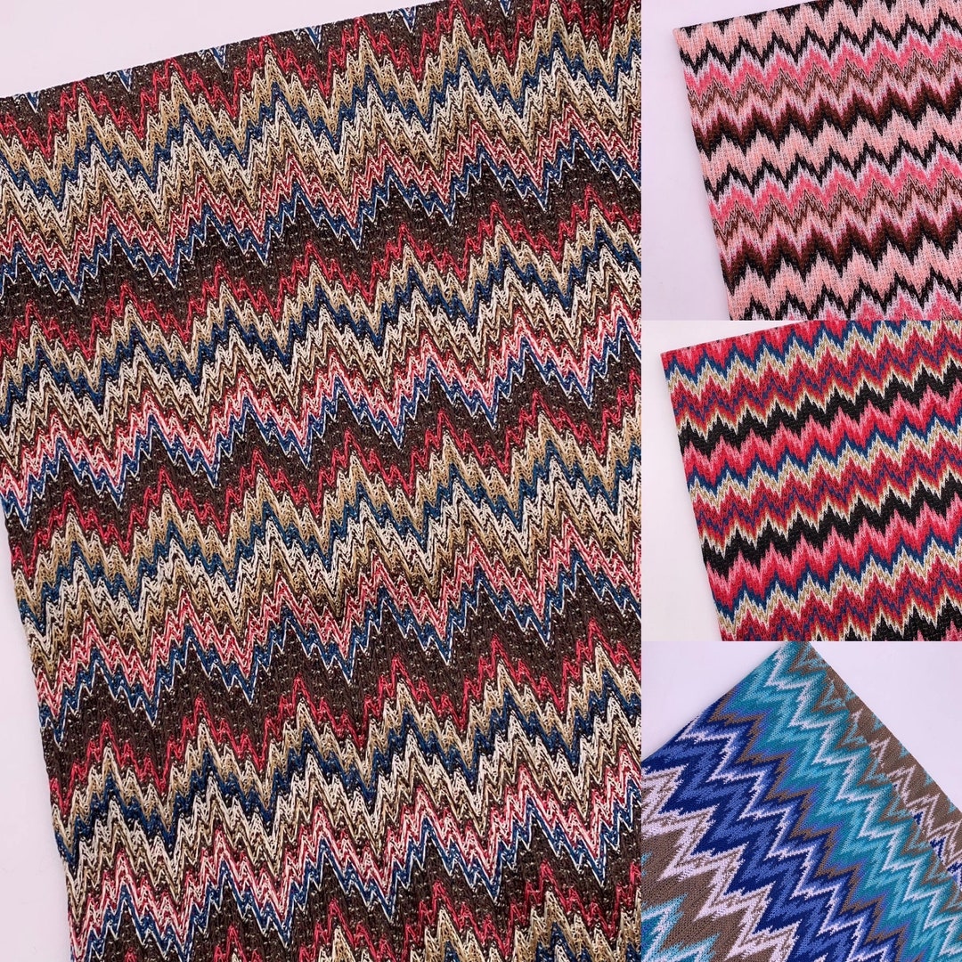 Zigzag Chevron Knit Stretch Fabric Print on High Quality Dress Making ...