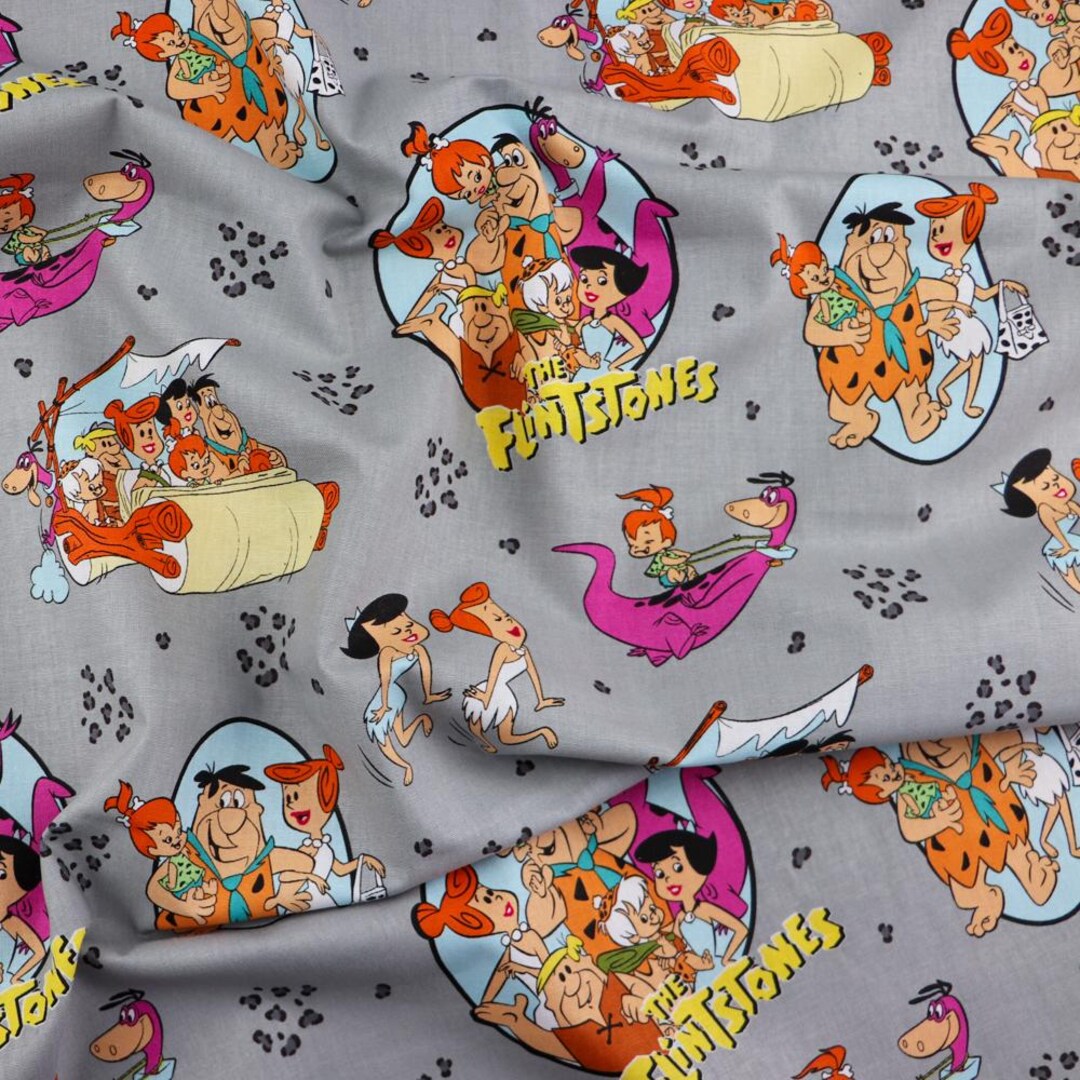 Flintstones Cotton Fabric | Lightweight 145gsm 110cm Wide | 0.79 Metres ...