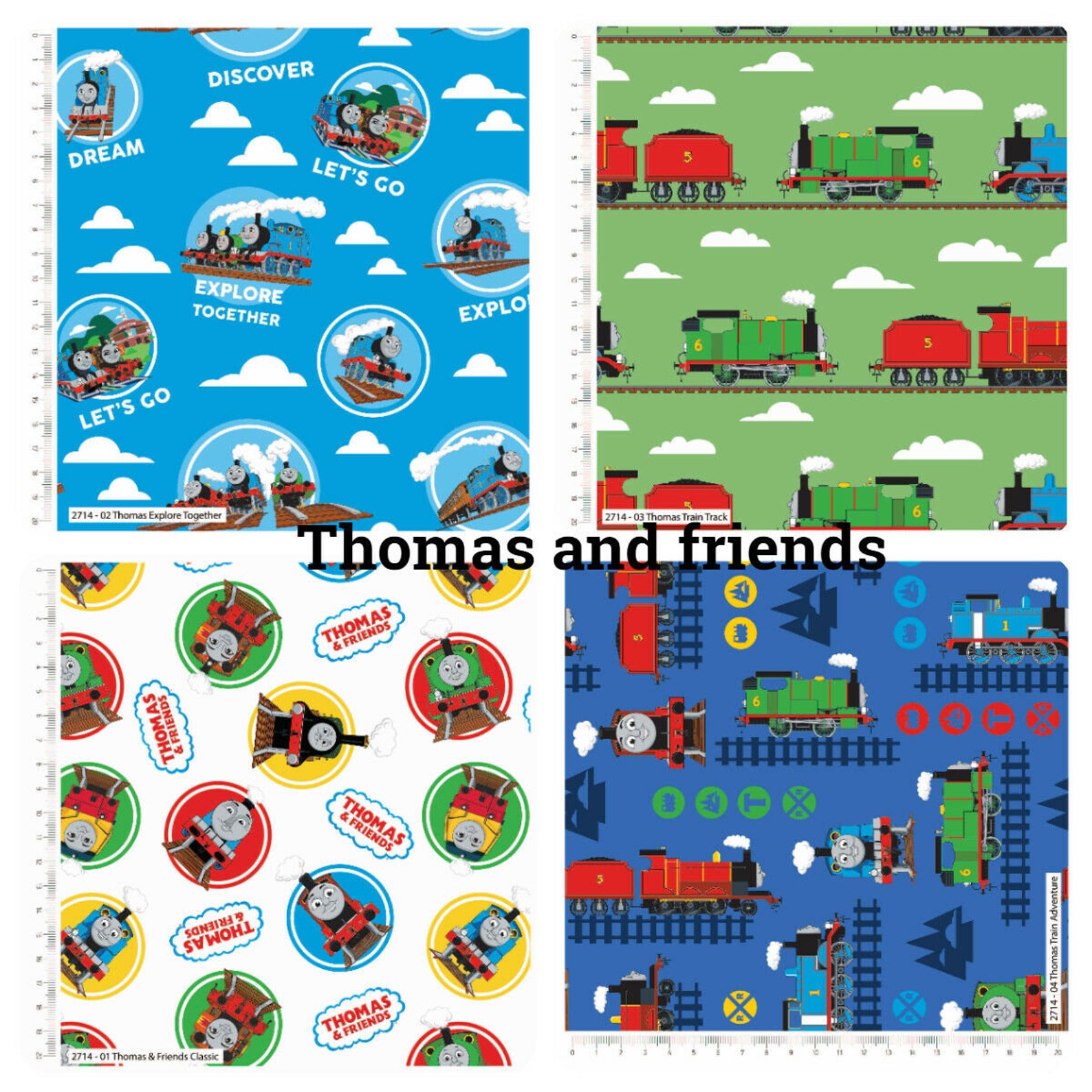 FS907 Thomas the Tank Engine and Friends Trains Cotton Fabric | Etsy