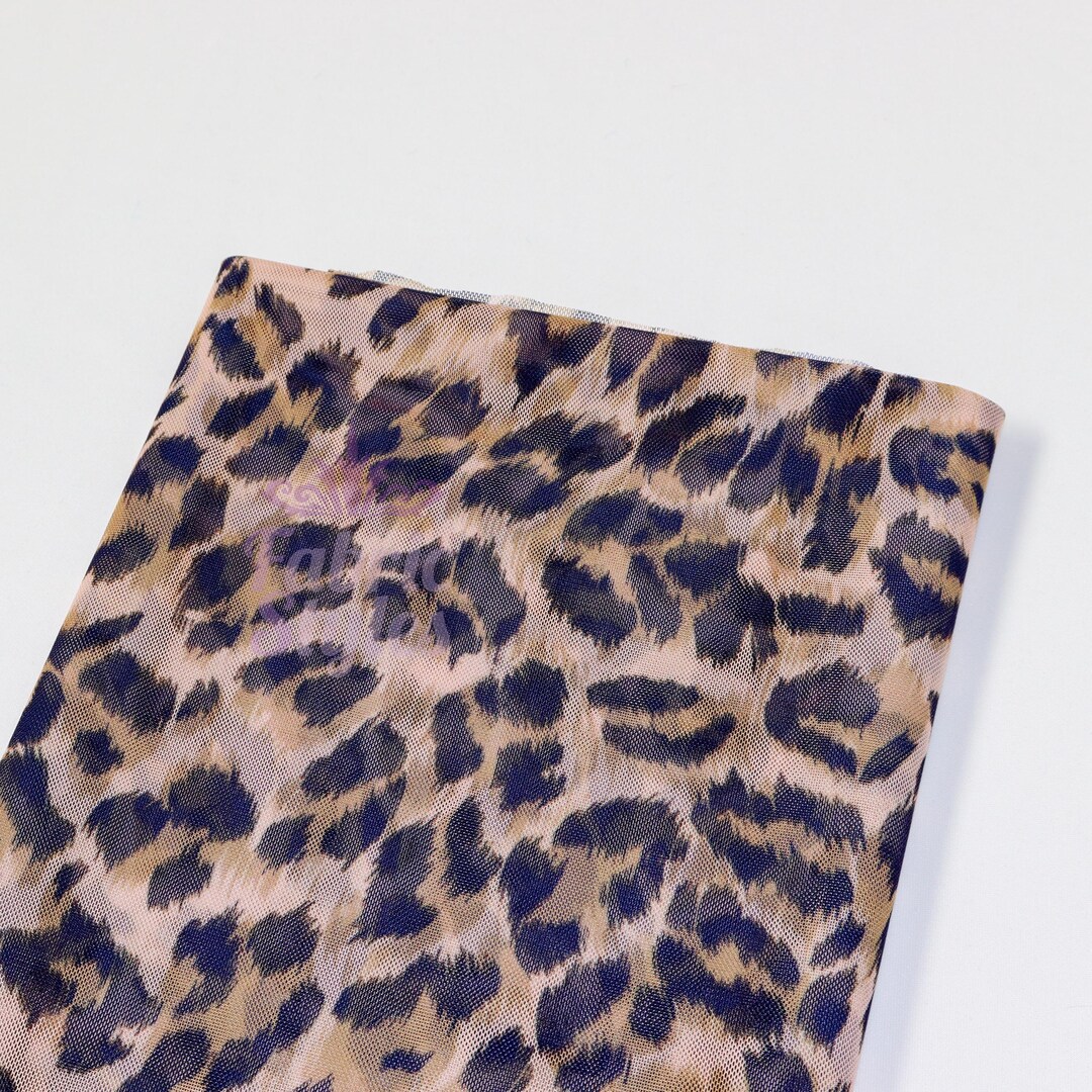 Leopard Print Power Mesh Fabric | Lightweight 90gsm 4-way Stretch Net ...