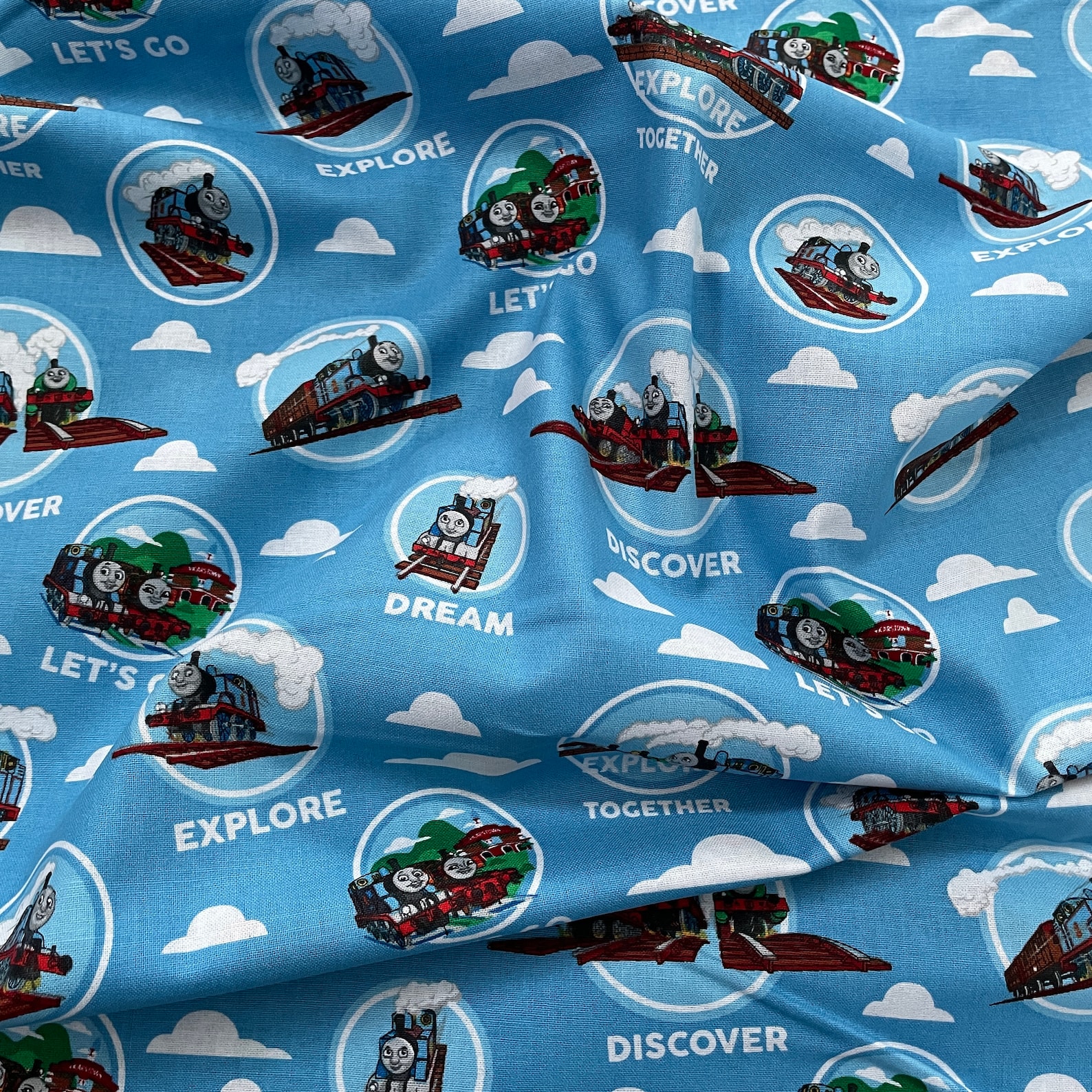 FS907 Thomas the Tank Engine and Friends Trains Cotton Fabric | Etsy