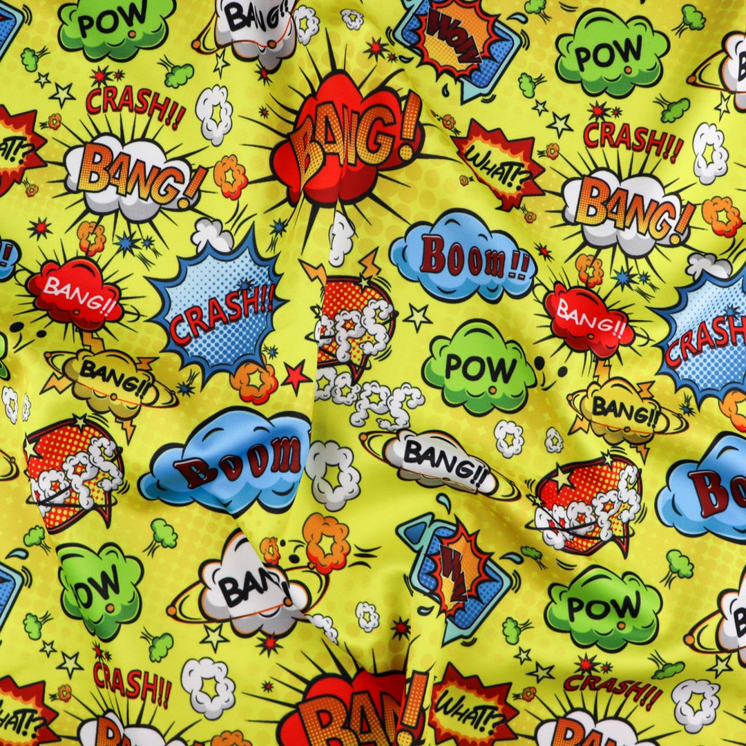 FS161_5 yellow comic boom bang pow knock what Oops Wow impresión ...