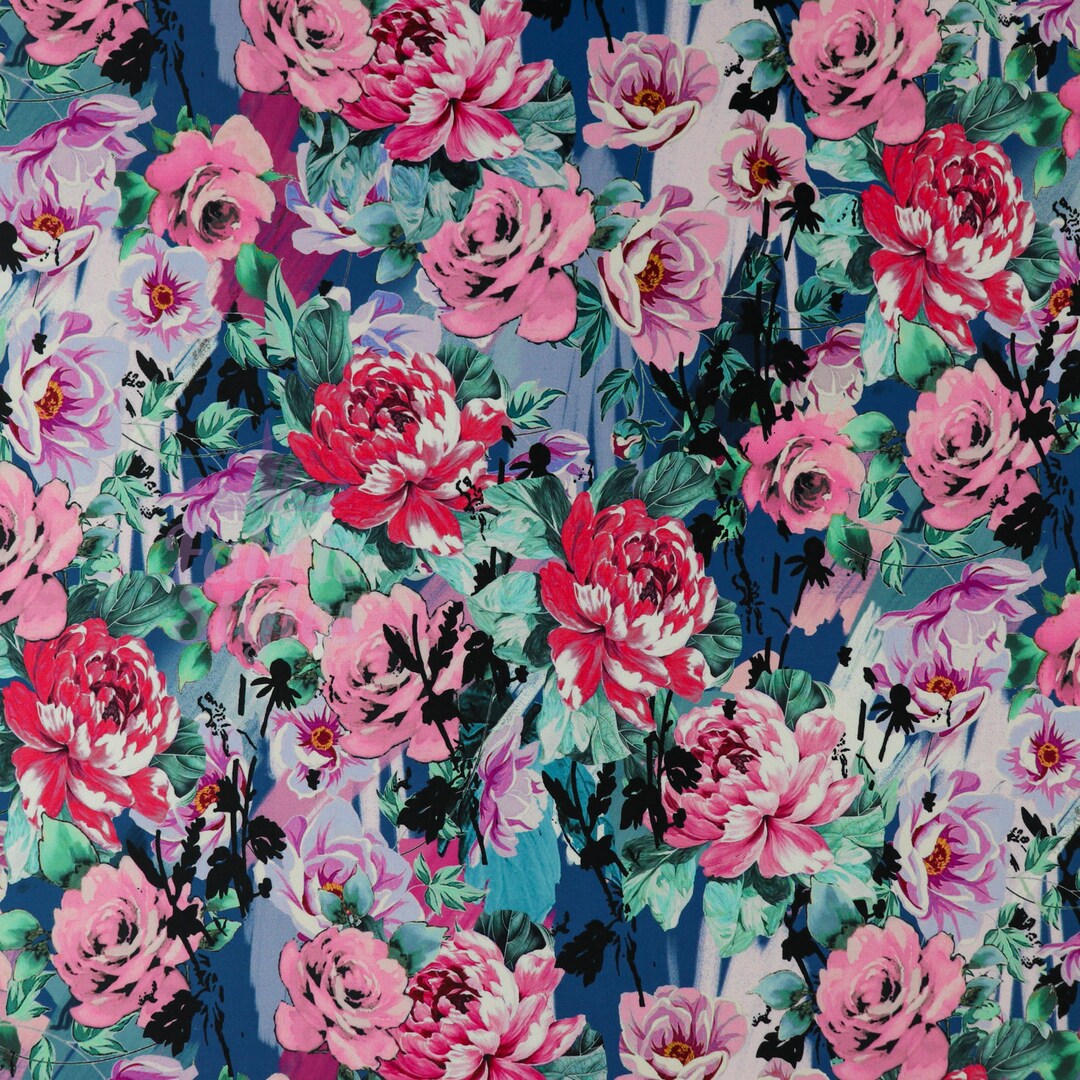 Rose Floral Spandex Fabric | Flowers Print Jersey Stretchy Swimwear ...